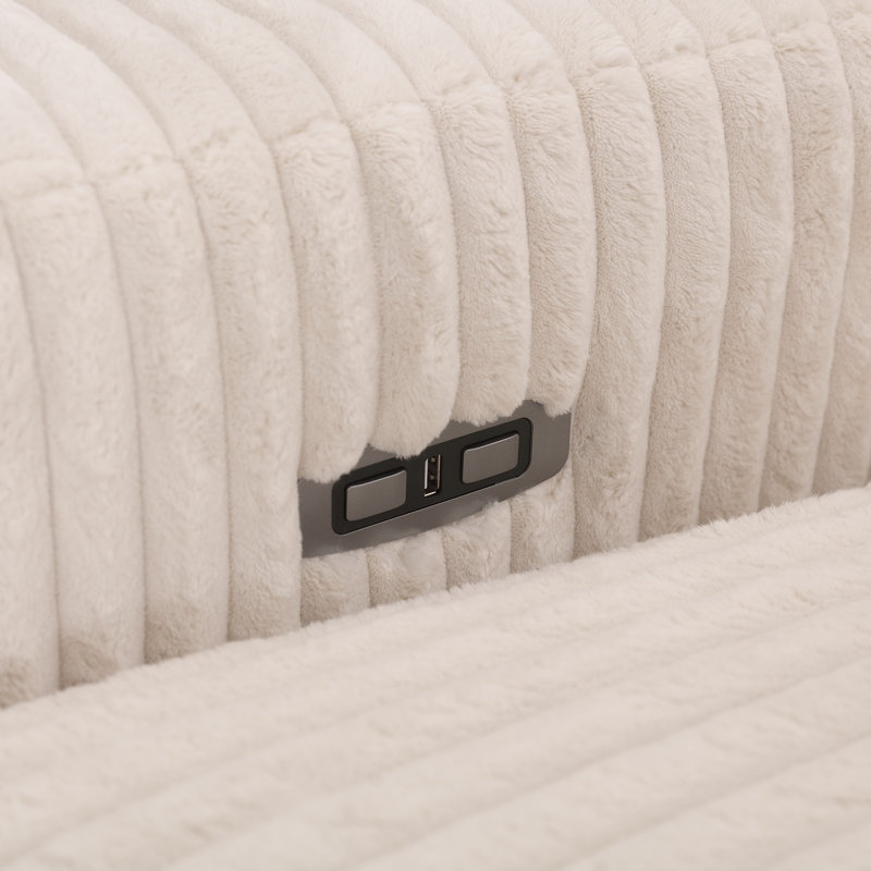 Latitude Run® Annistyn 86.6'' Wide Modern Corduroy Square Arm Power Reclining Loveseat With USB ...